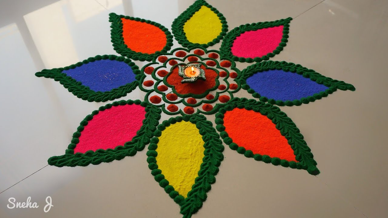 How to make SUNFLOWER rangoli design with multicolored and innovative ...