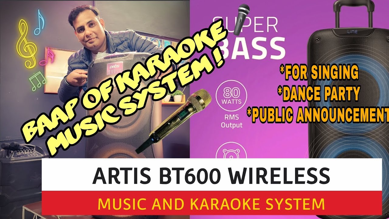 ARTIS BT600 BLUETOOTH WIRELESS MUSIC AND KARAOKE SYSTEM/FOR SINGING ...