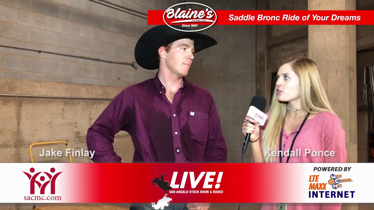 Saddle Bronc Rider Jake Finlay at the 2018 San Angelo Rodeo - YouTube