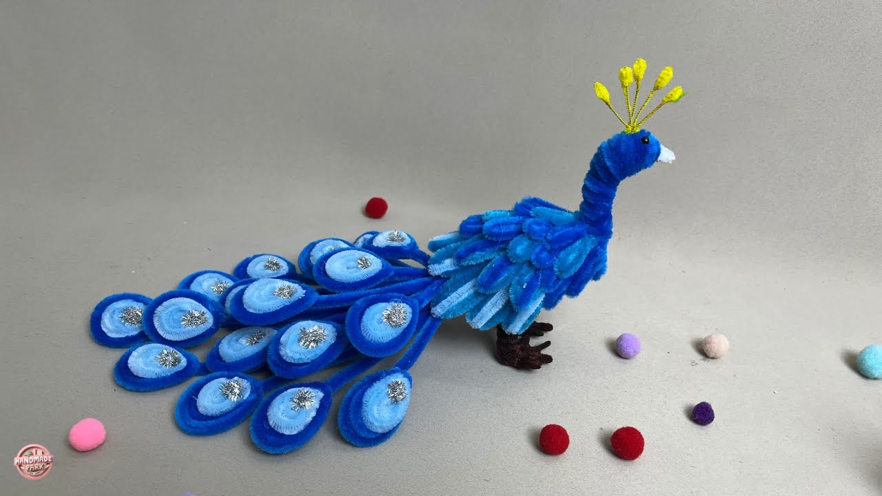 DIY Animal🪿 How to make Peacock with Pipe Cleaner | Fuzzy Wire craft ...