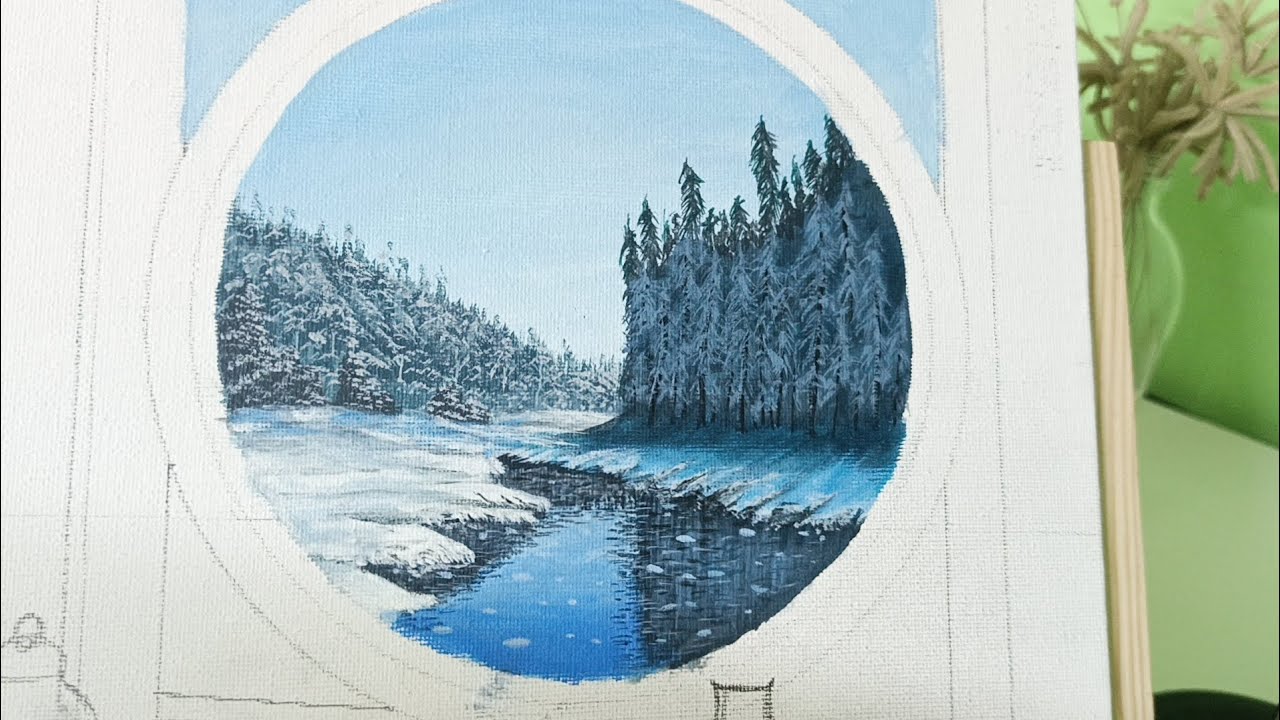 Snowfall Acrylic painting part 1 - YouTube