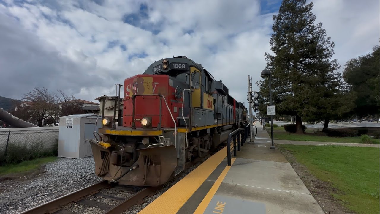 Light UP Salinas Hauler Engine Move passes Morgan Hill Caltrain Station ...