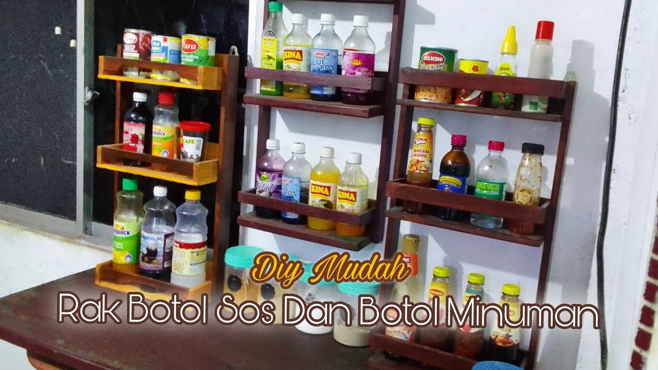 Cara membuat rak botol sos dan botol minuman / rak dinding - YouTube