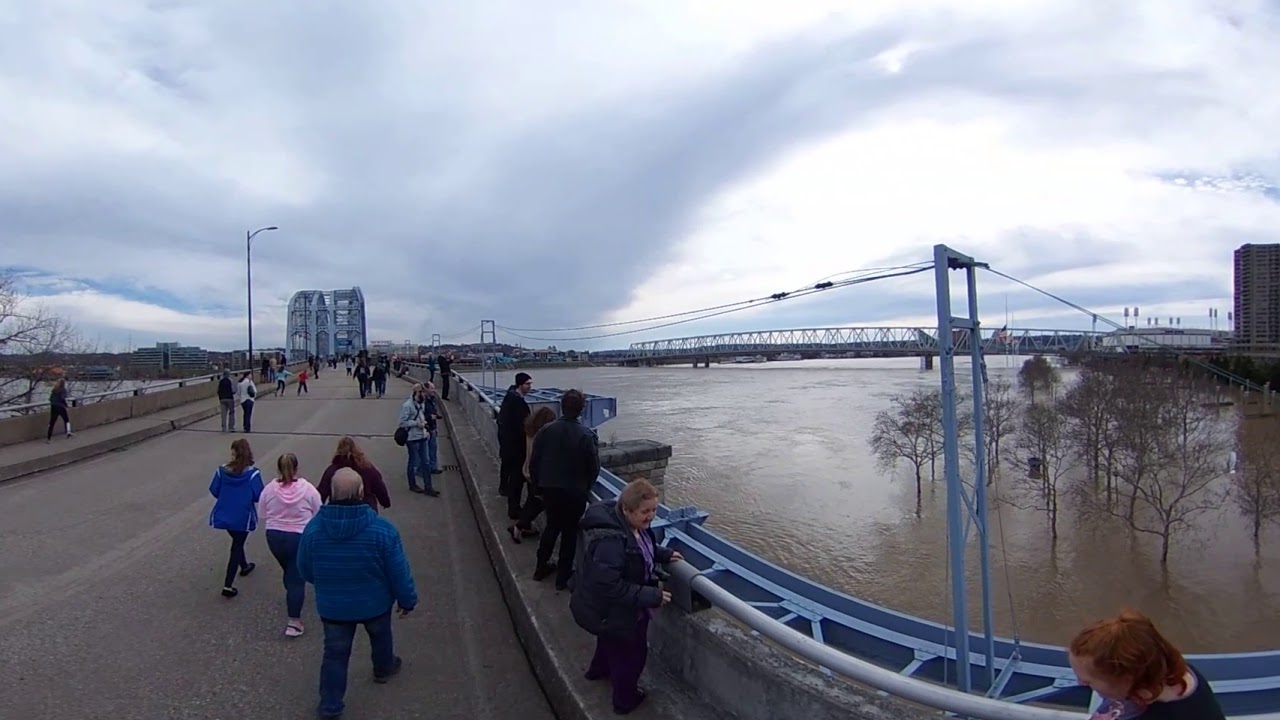 FULL 360 DEGREE - 2018 Cincinnati Ohio River Flood - 59 Feet High - YouTube