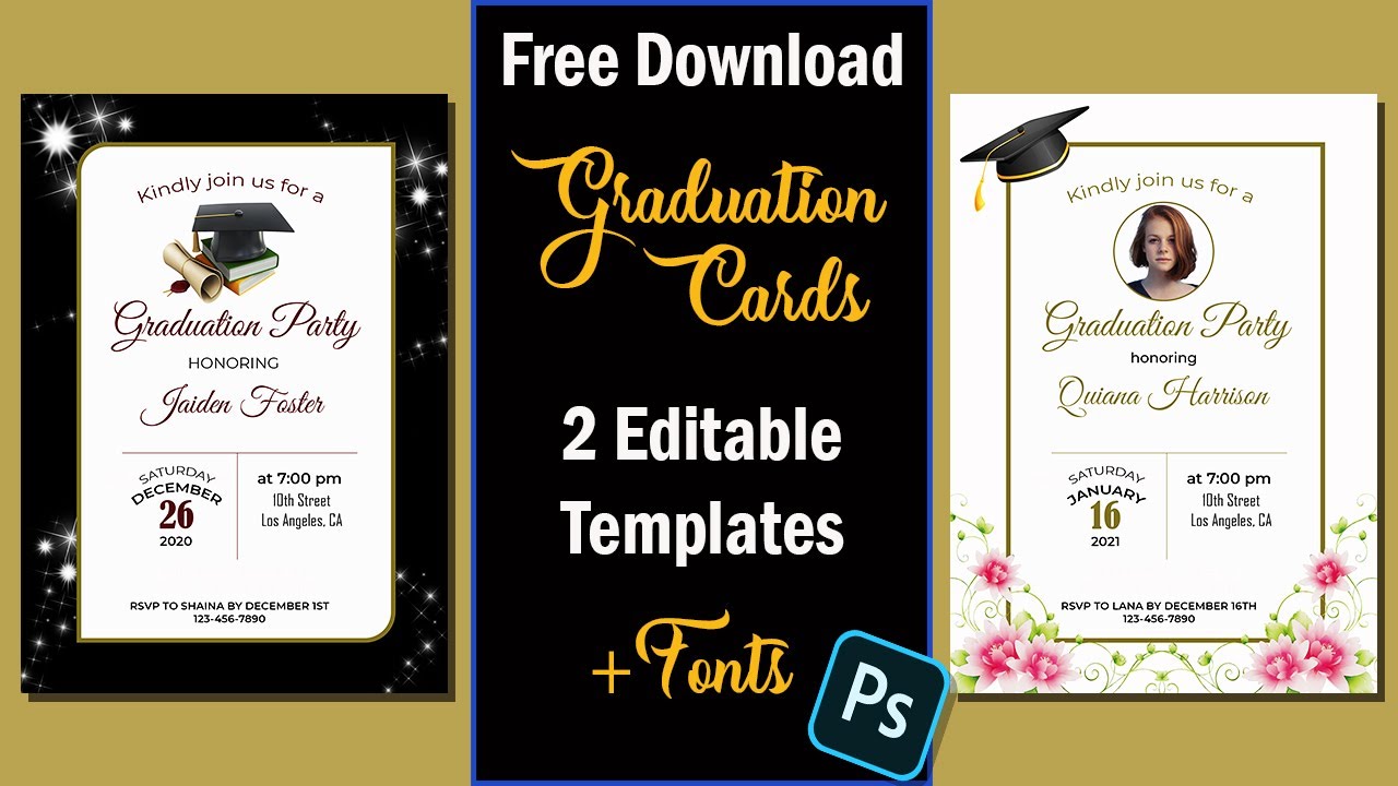 Graduation Cards Editable PSD - Free Download - YouTube