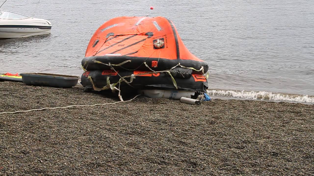 life raft inflation - YouTube
