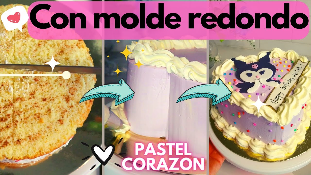 PASTEL FORMA de CORAZON 💜 Con molde REDONDO 💡 Idea de DECORACION y TIPS ...