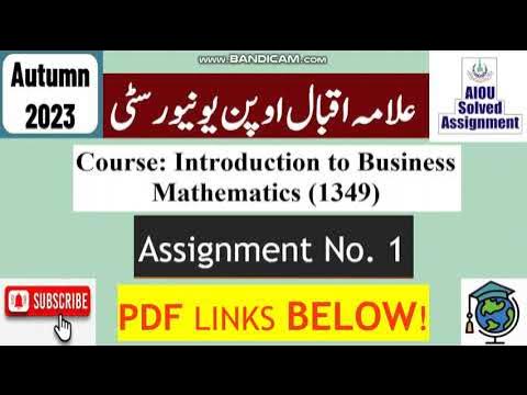 ⏩ AIOU Code 1349 Solved Assignment No.1 Autumn 2023 || Subject: Intro To B.Math || Level: FA/ I ...