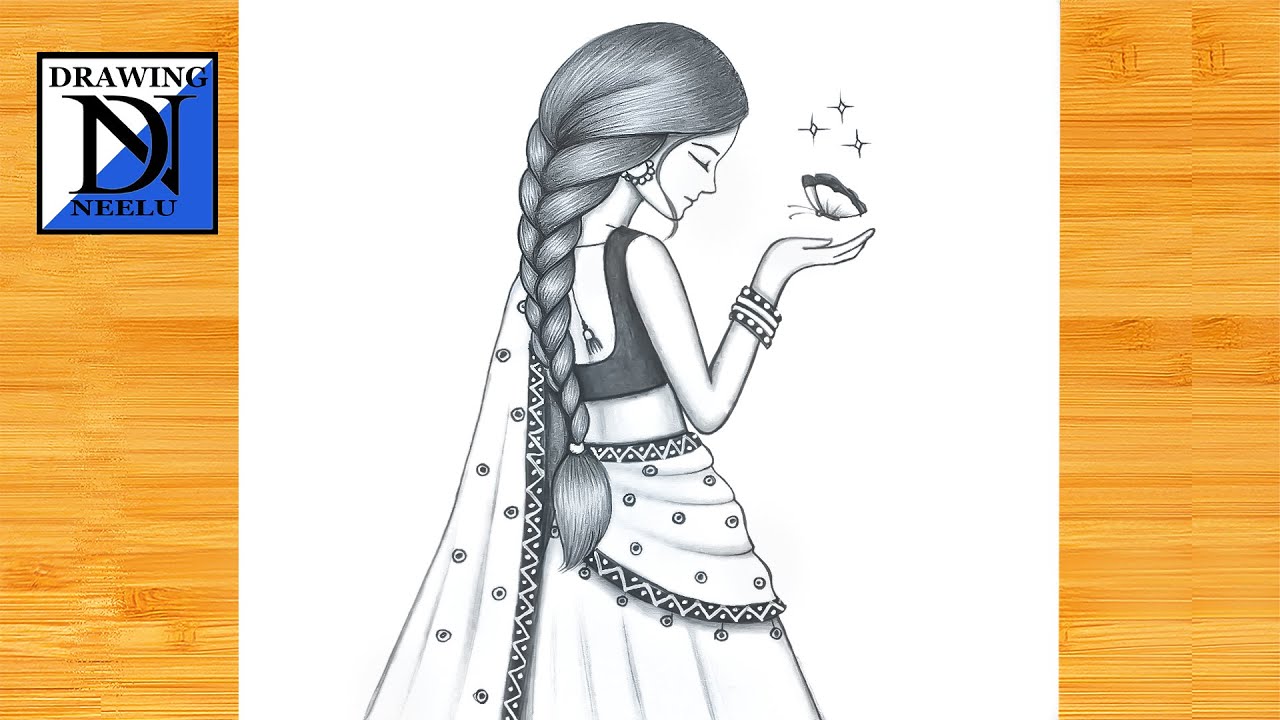 How to draw a Beautiful Girl with Butterfly || Pencil sketch for ...