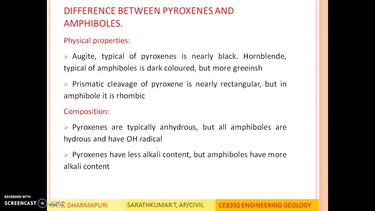 UNIT II MODULE 4 Part II Pyroxene and Amphibole Group of Minerals - YouTube