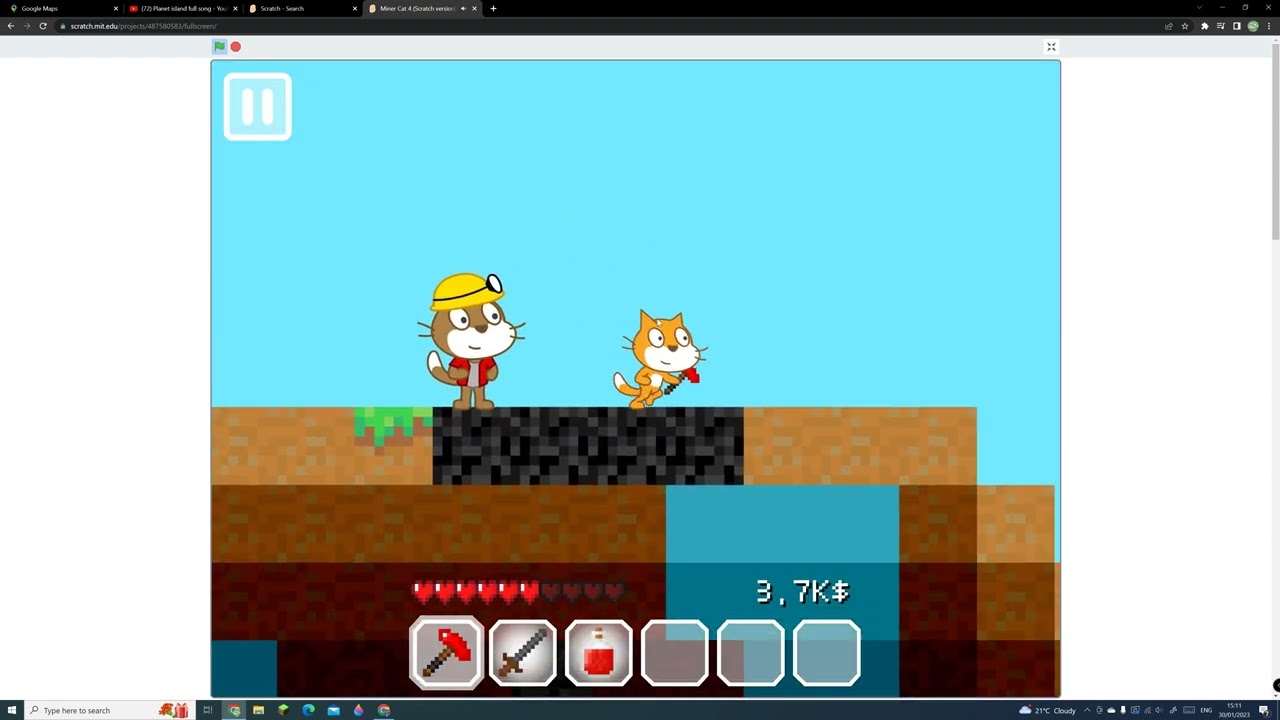 playing Miner Cat 4 on scratch - YouTube