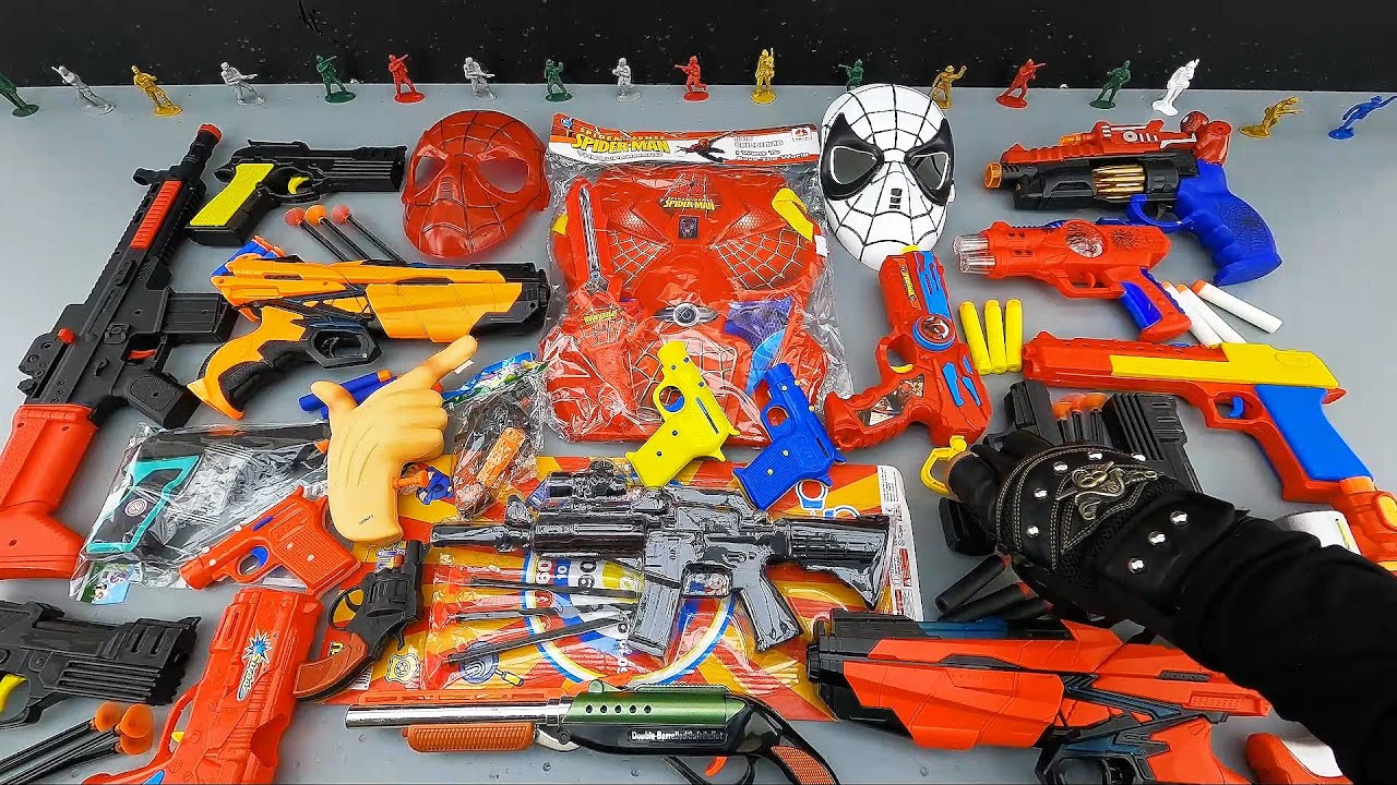 Red Weapons And Equipments Set ! Red and White Spiderman Mask !! Red ...