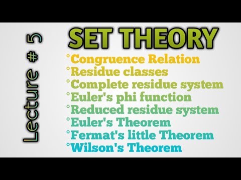 Congruence relation|Residue classes|Complete residue system|Euler's phi ...