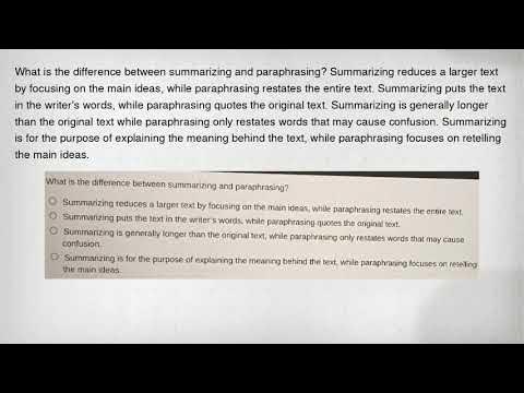 What is the difference between summarizing and paraphrasing ...