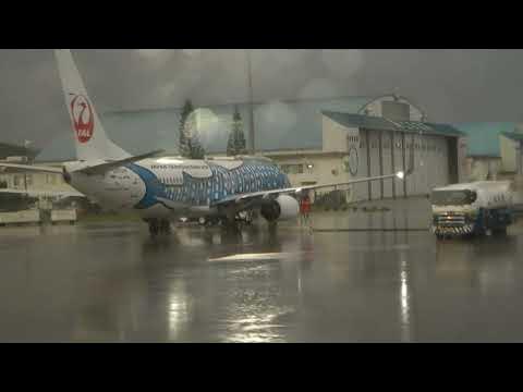 JTA JAL 雨天でのフライト CAさんの機内アナウンスほっこり 無線交信付き 福岡－那覇 - YouTube