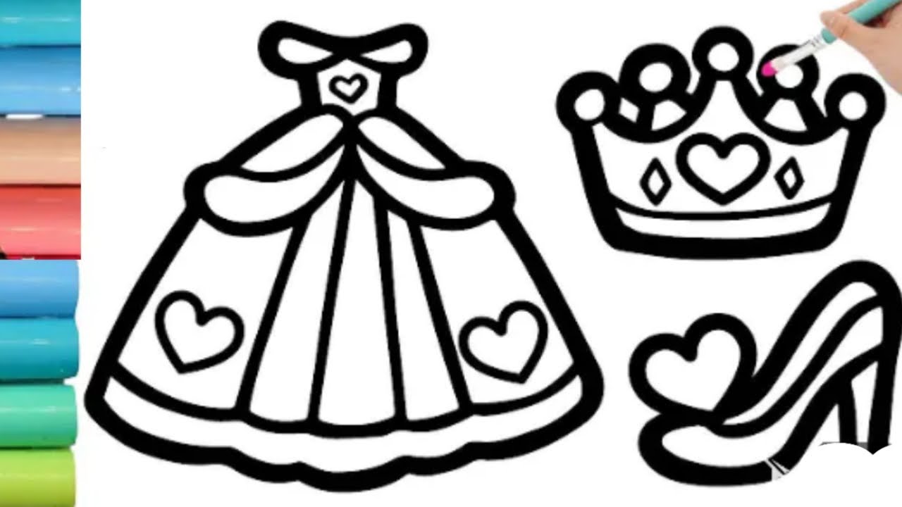 How To Draw A Princess Dress For Kids || Princess dress drawing for ...
