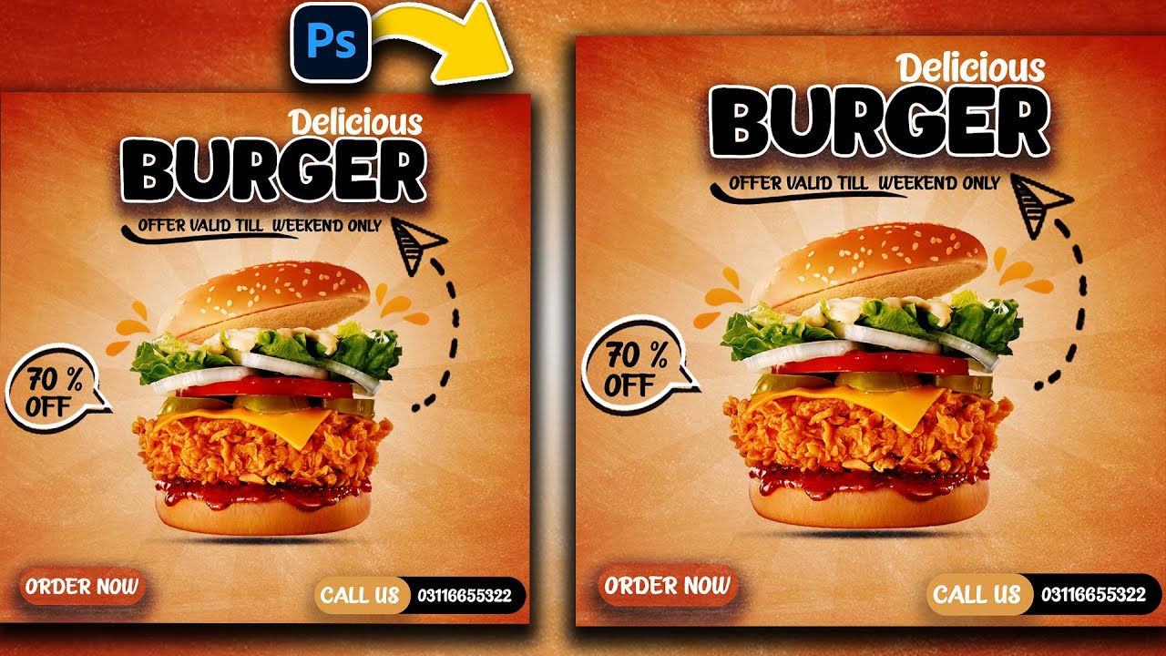 Poster Design in Photoshop | Burger Poster Design | Photoshop Tutorials ...