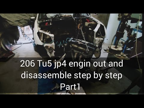 باز کردن موتور پژو ۲۰۶ تیپ ۵/  206 tu5 jp4/j4 engin out and disassemble part 1