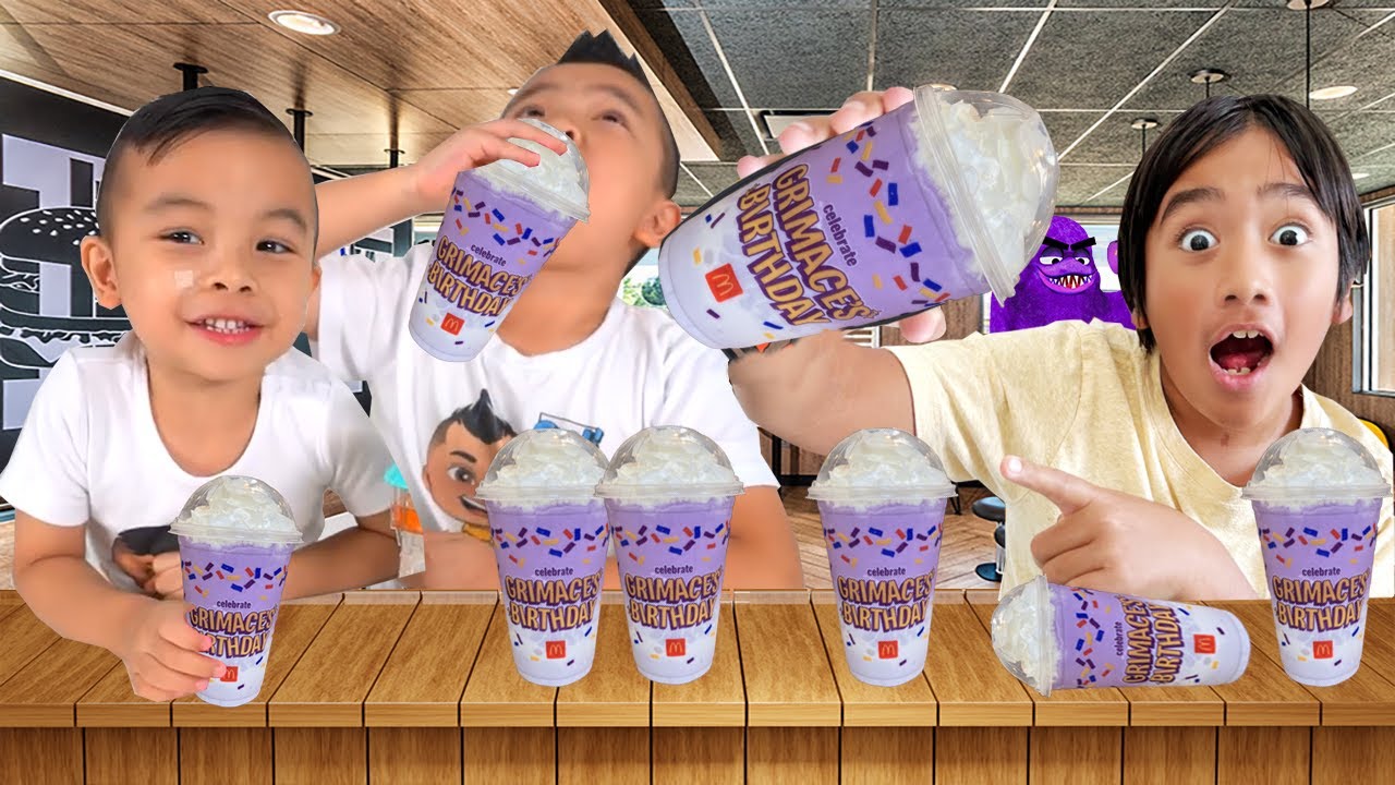 Ryan's World and CKN Boys Calvin and Kaison Try the Grimace Shake ...