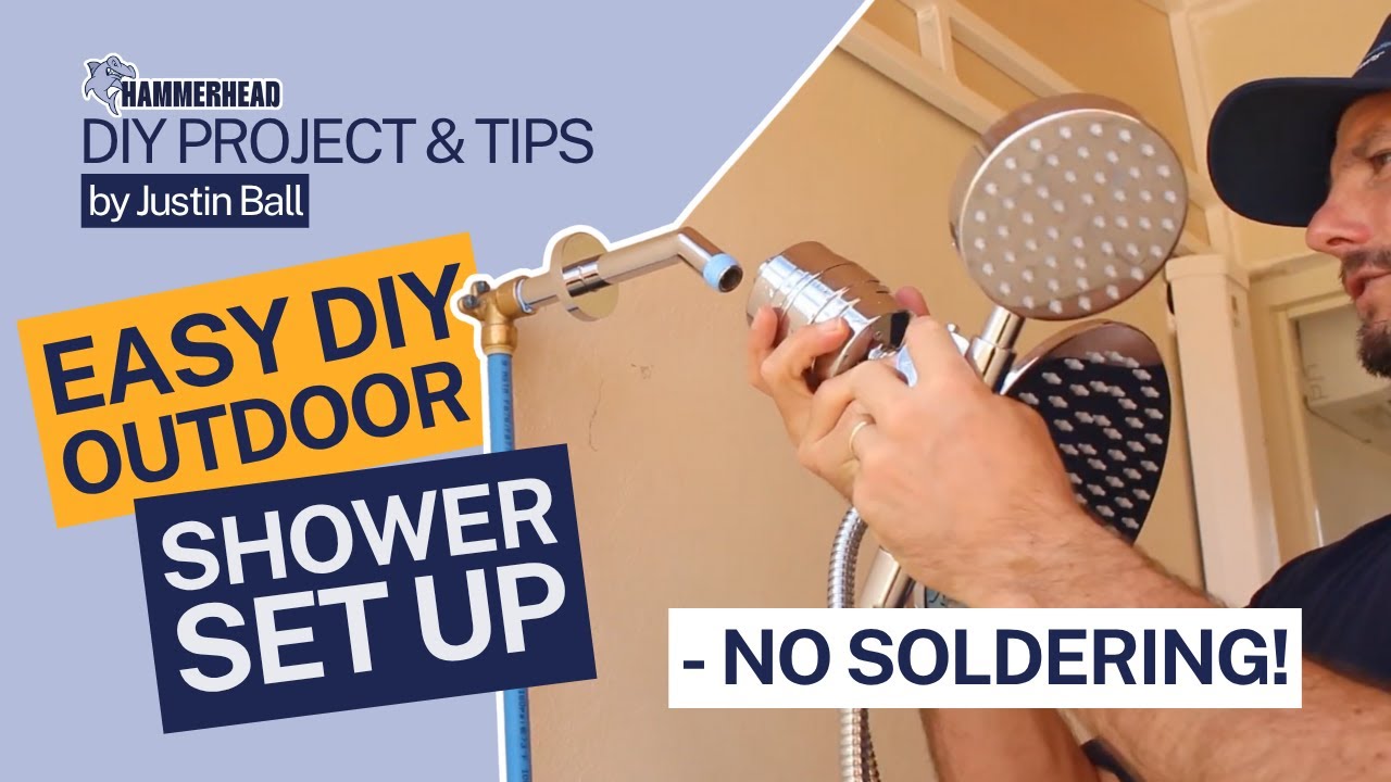 Easy DIY Outdoor Shower Set Up - No Soldering! - YouTube