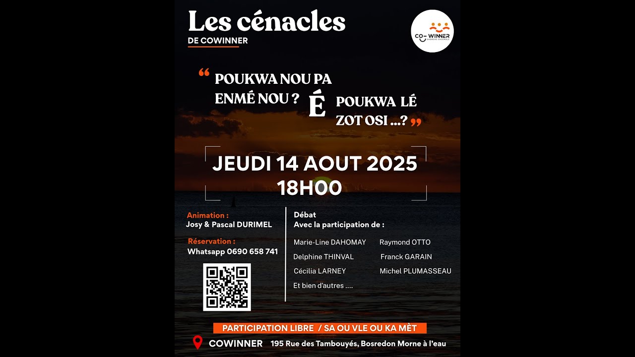CENACLE DE COWINNER - Poukwa nou pa enmé nou, épi poukwa lé zot non pli ...