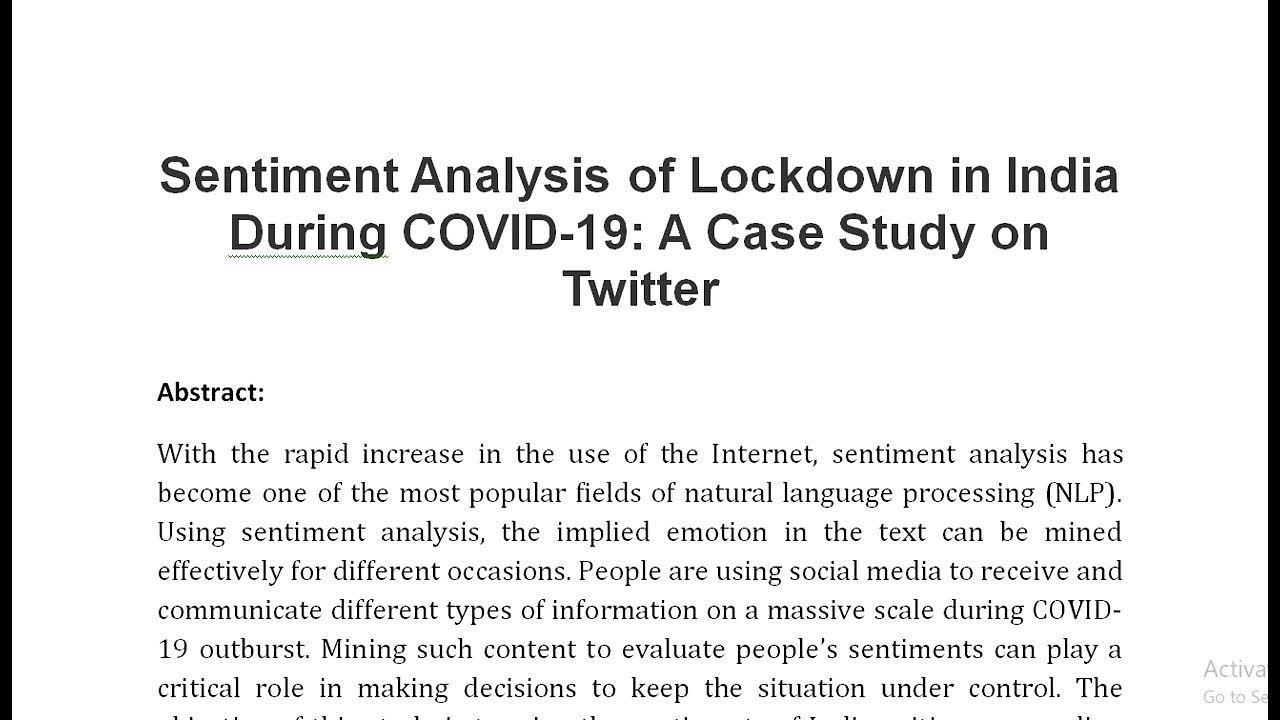 Sentiment Analysis of Lockdown in India During COVID 19 A Case Study on ...