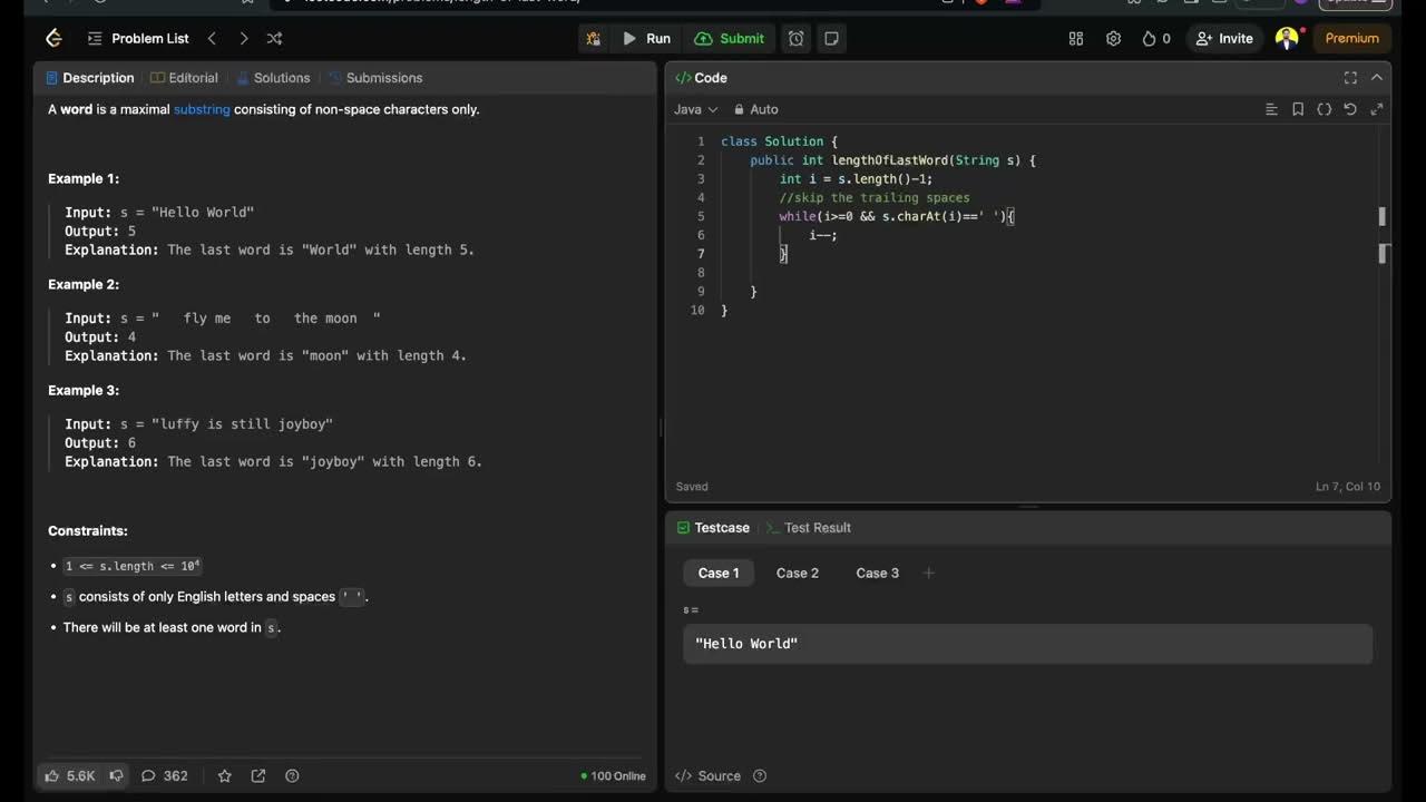Length of Last Word (LeetCode 58) - YouTube
