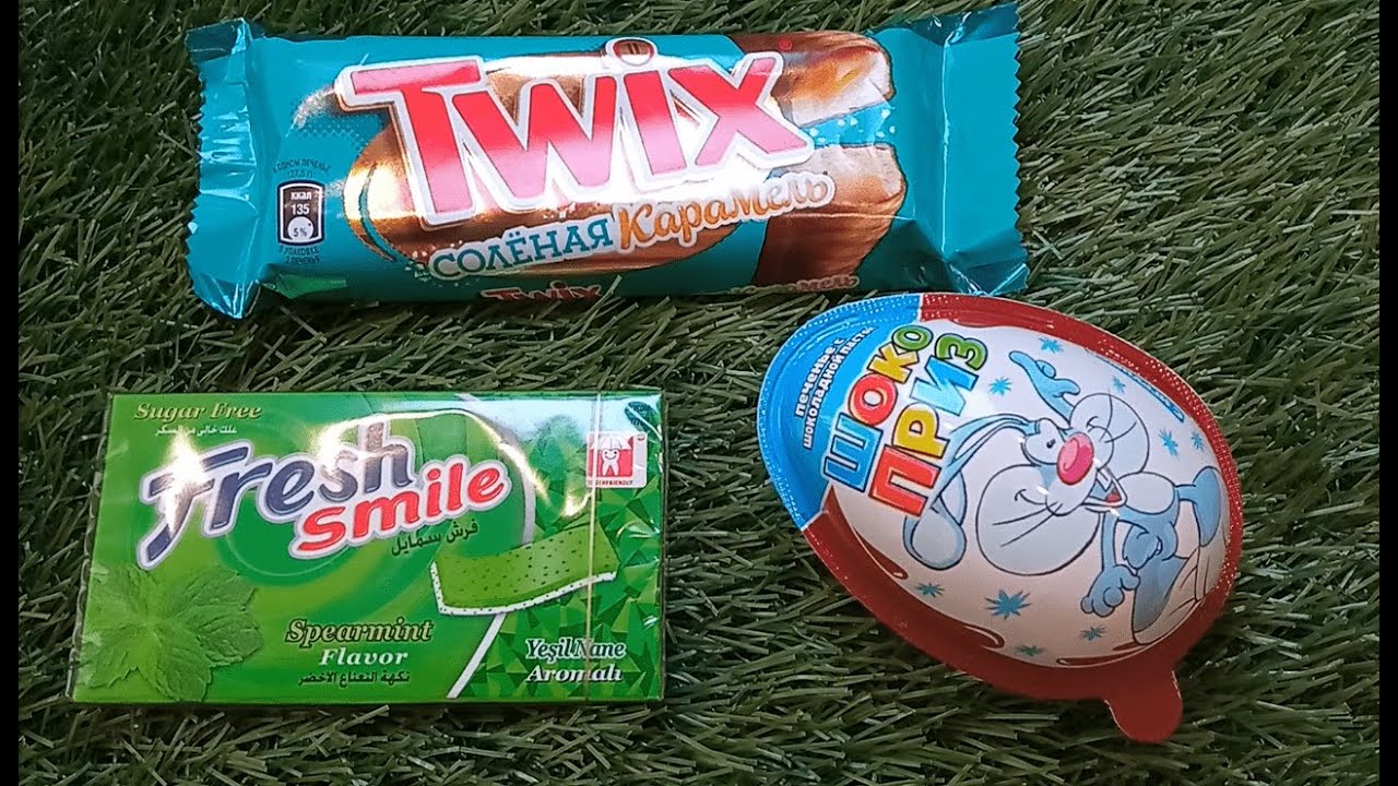 Learn the colors of candy. ASMR Twix salted caramel, Fresh Smile ...