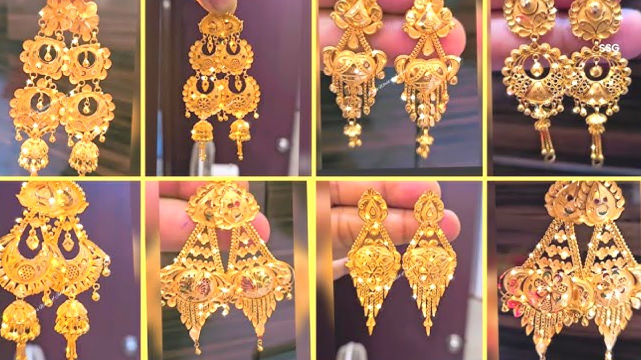 22k gold latest chnd jhala designs||earrings designs||gold jewelry ...