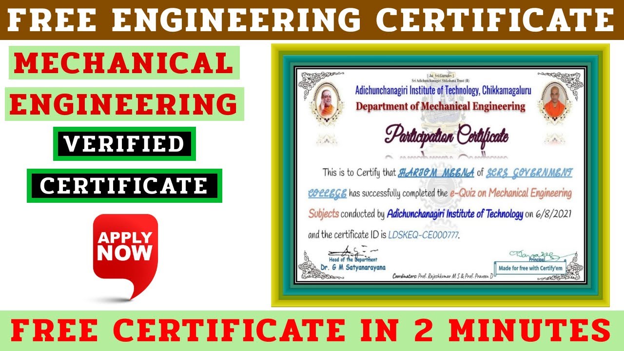 Free Online Certificate For Engineering Students | Free Certificates in ...