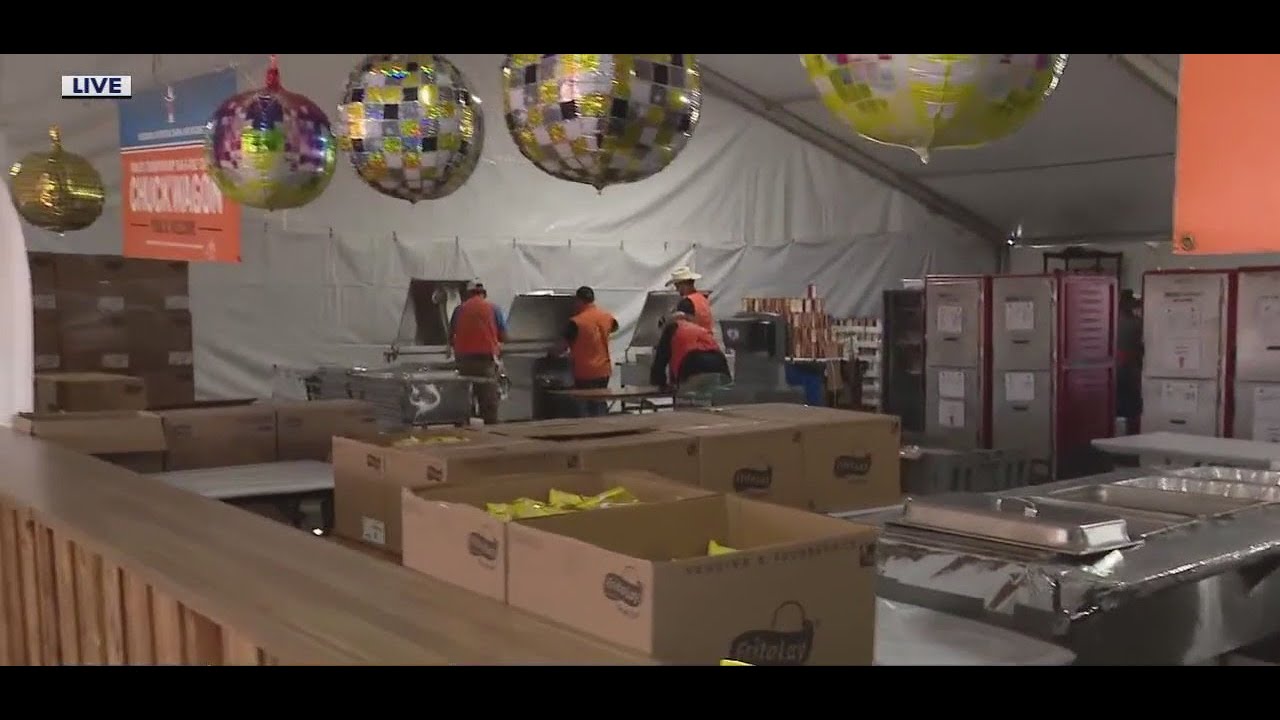 Exploring the Cotton Q Club and Chuckwagon Tent at Houston Rodeo - YouTube