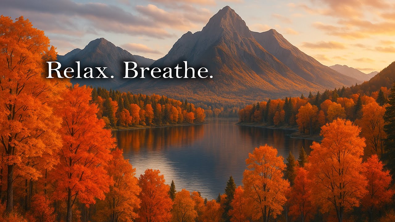 Relaxing Music, Relieves Stress & Anxiety 🍁 Autumn Tree Forest Mountain ...