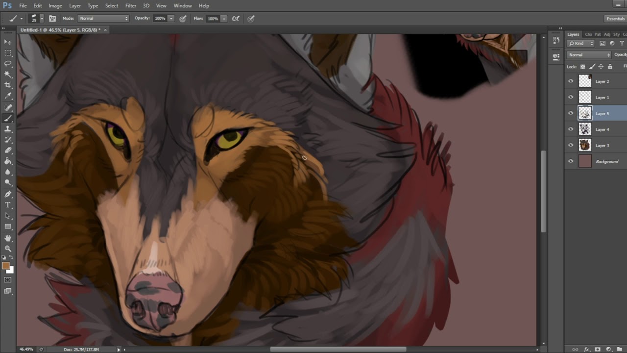 Wolf Character Speedpaint Commission Process - YouTube