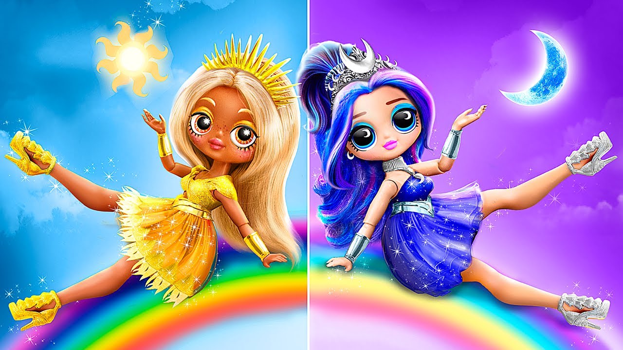 Sun Girl vs Moon Girl / 34 DIYs for LOL Surprise - YouTube