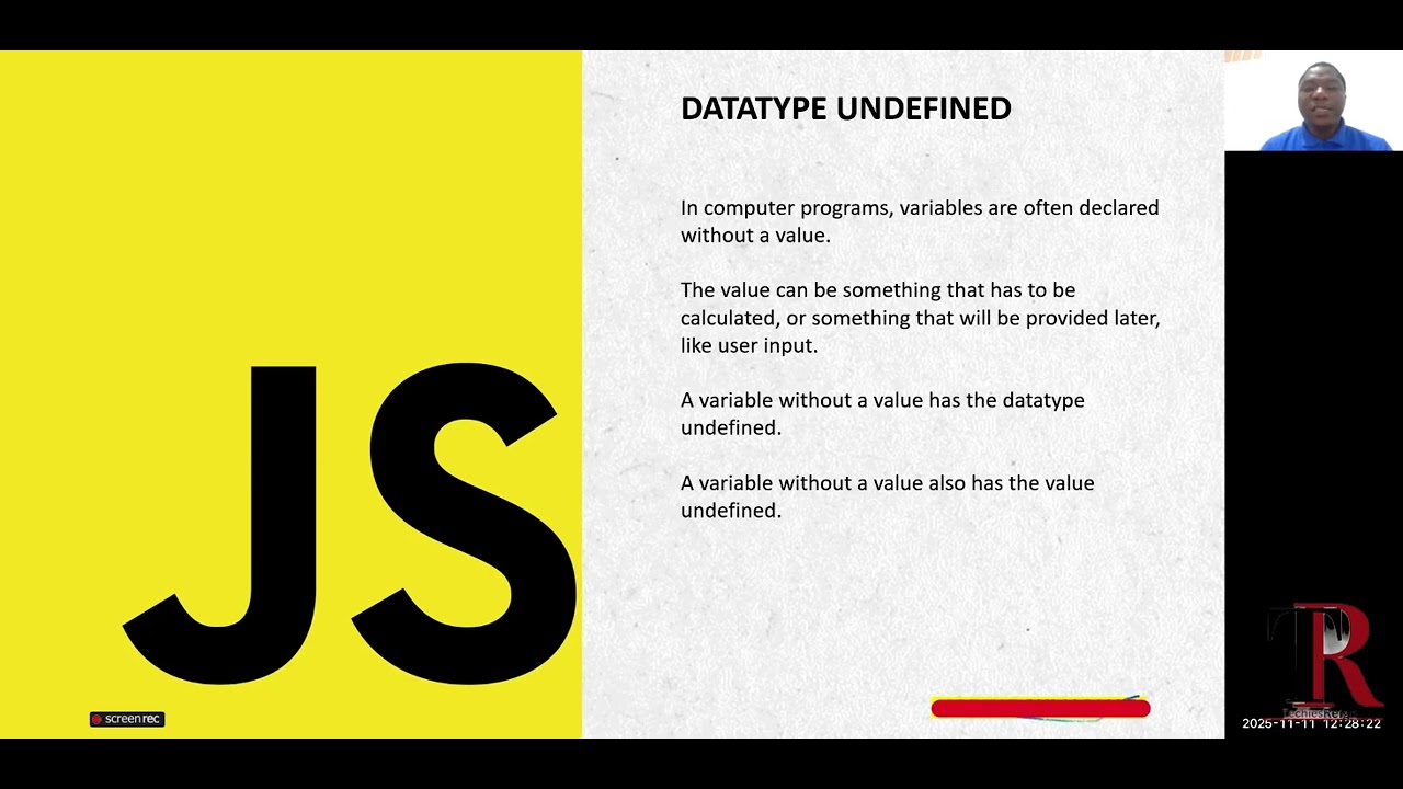 Learn Undefined DataType | Learn JavaScript in 2025 - YouTube