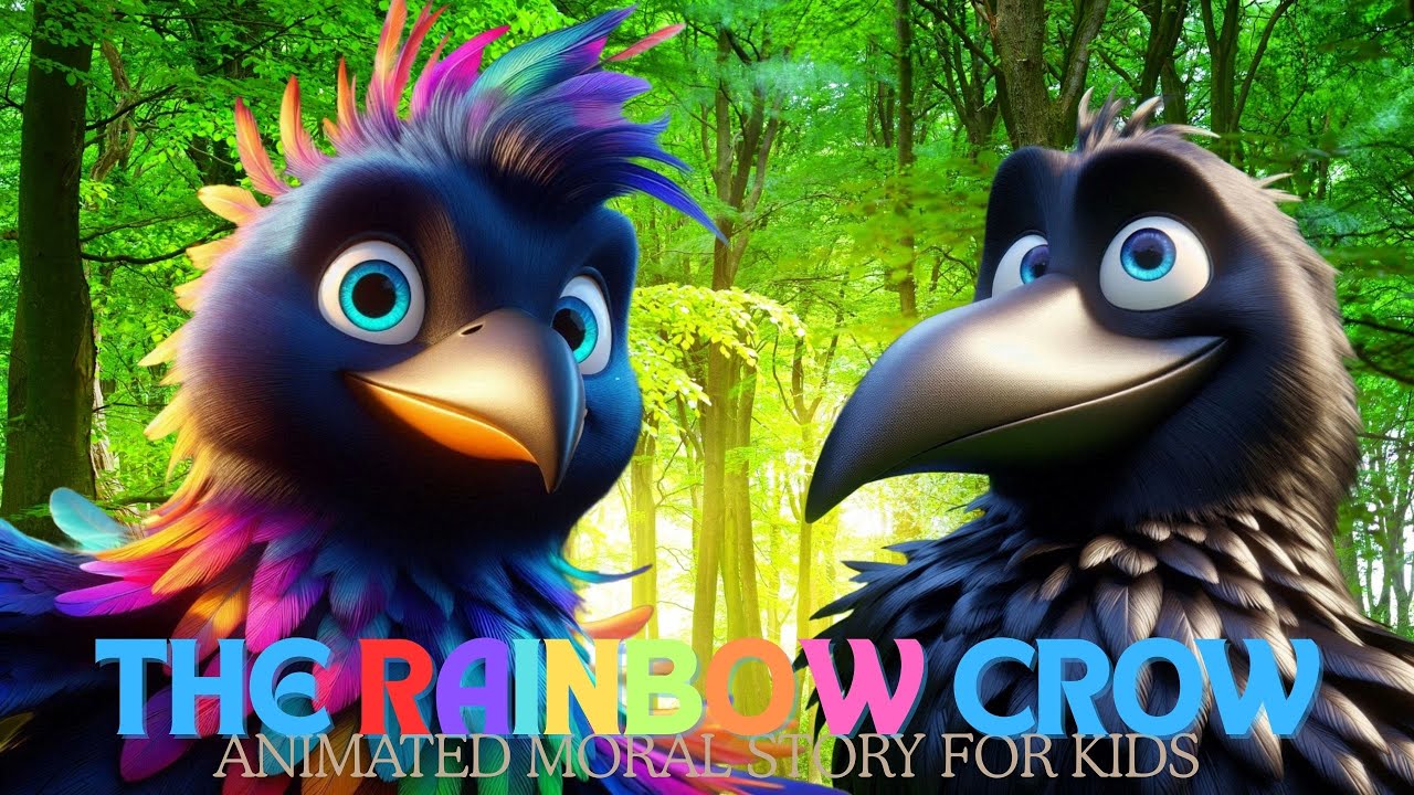 The Rainbow Crow 💫🌟 Animated Story for kids 🌟🌛Moral Story about Friends ...