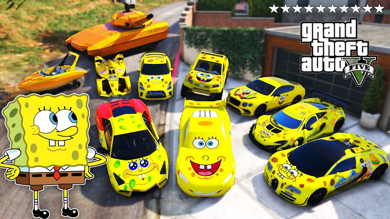 GTA 5 - Stealing Luxury SPONGEBOB Cars with Franklin! (Real Life Cars ...