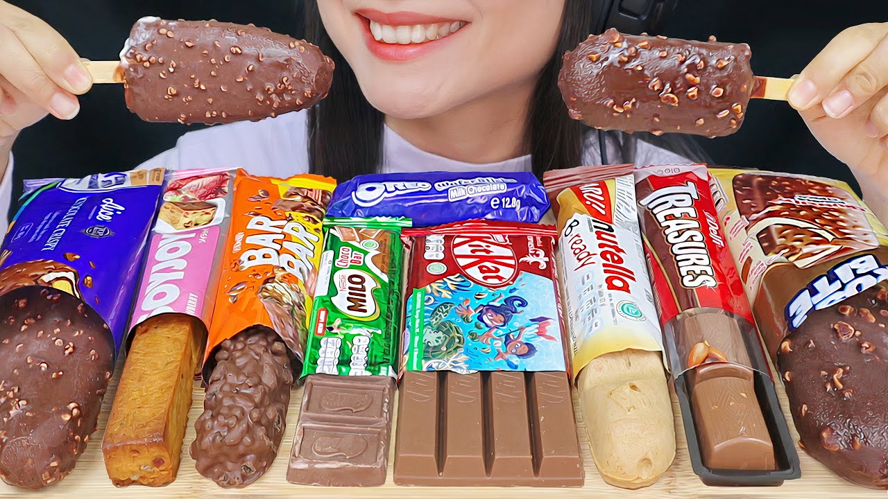 ASMR ICE CREAM CHOCOLATE BAR 🍫 AICE CHOCOLATE CRISPY, KITKAT, MILO ...