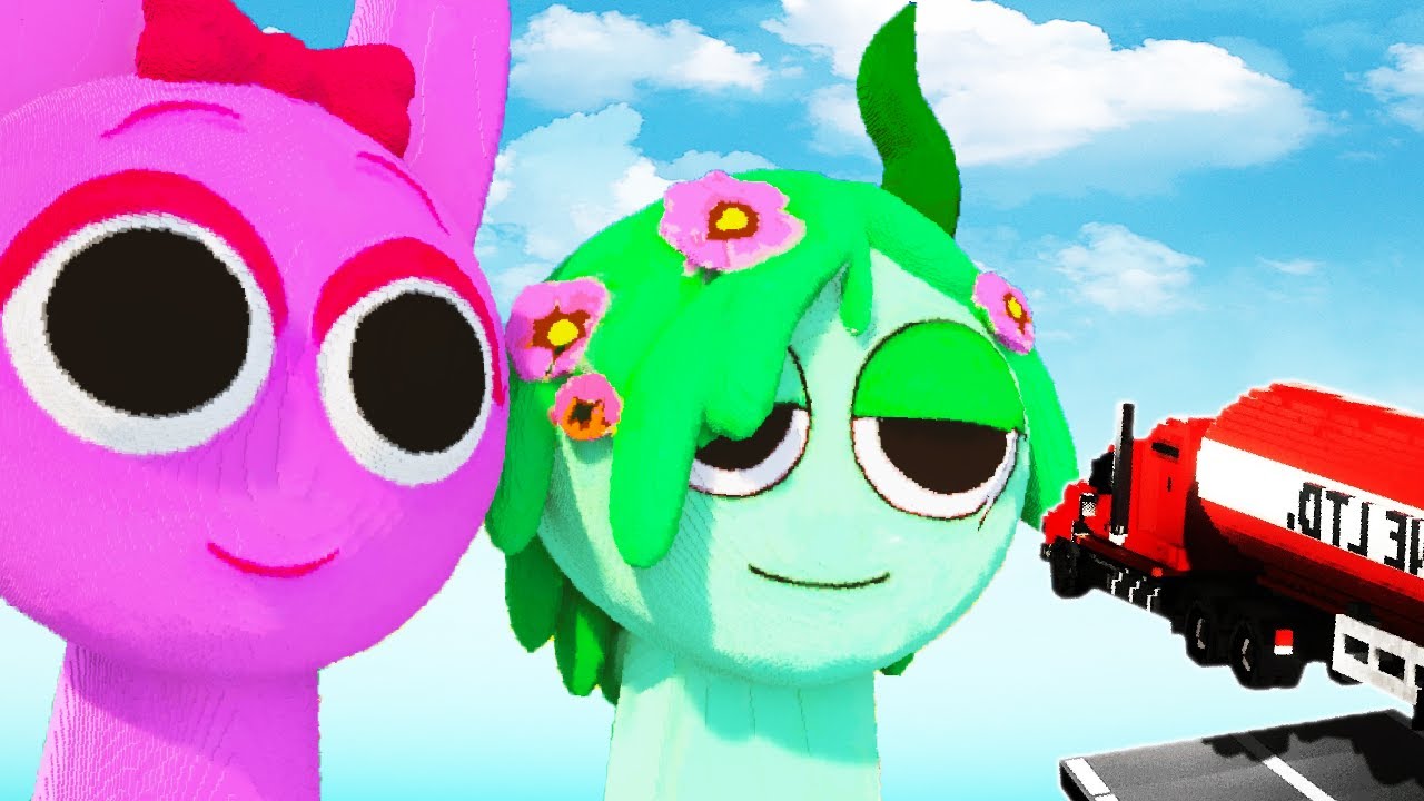 Pinki Pink and Vineria Green (Incredibox Sprunki) vs Cars ! Teardown ...