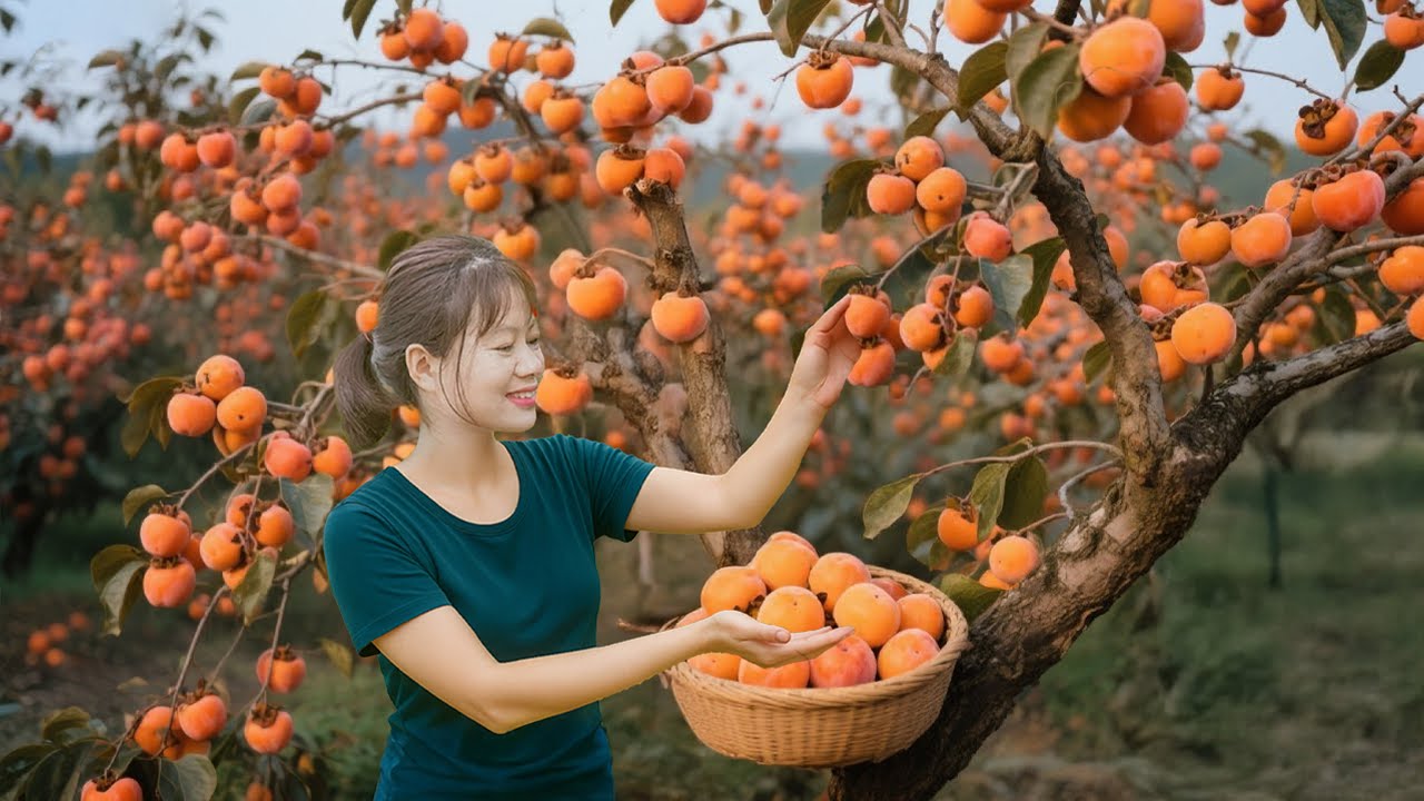 Harvesting Wind-Dried Crunchy Persimmons for Market Sale | Traditional ...