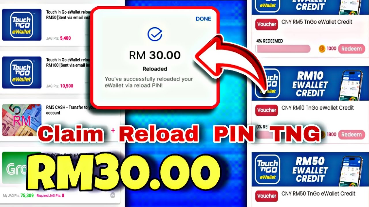 Android ios boleh !! Cara claim reload pin TNG ewallet 2025 - CLAIM ...