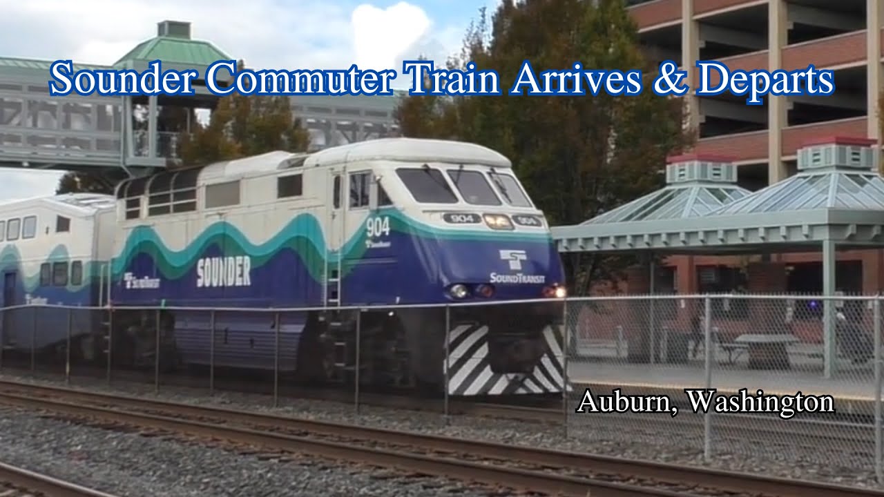 Sounder Commuter Train Arrives and Departs Train Station - YouTube