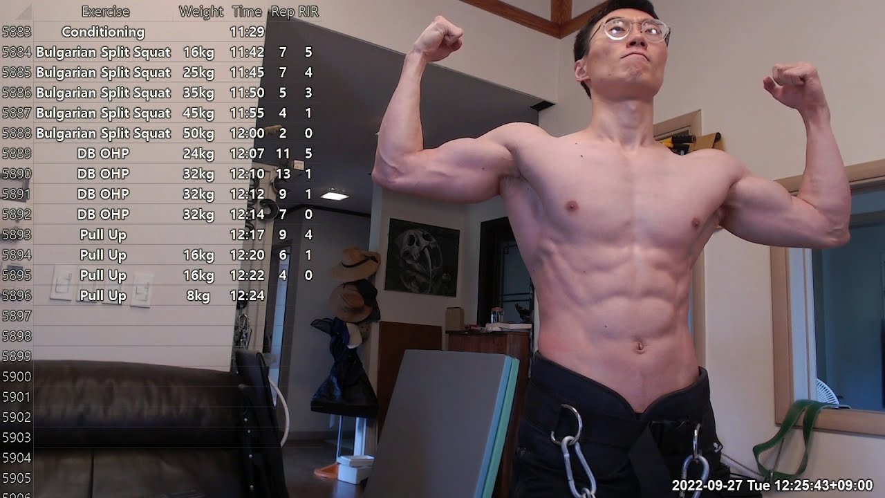No. 220 Bulgarian Split Squat, DB OHP, Pull Up - YouTube