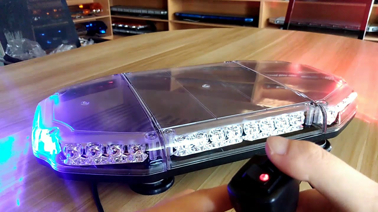Red/blue with magnetic base easy operating mini lightbar! - YouTube