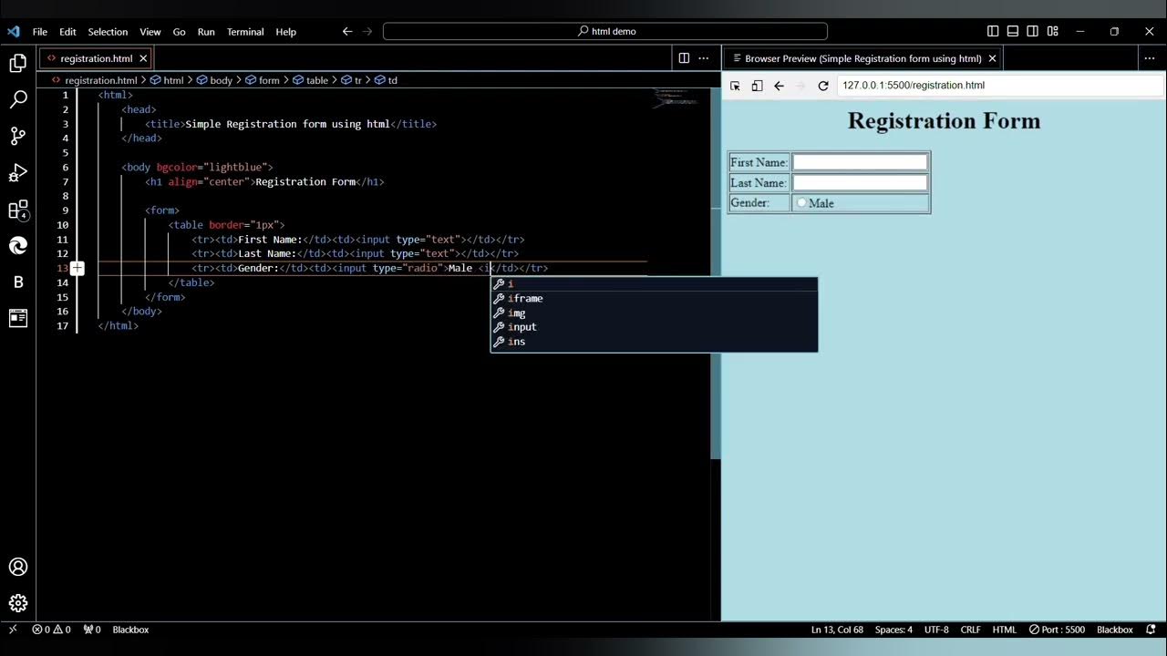 How To Make Simple Registration Form Using Html Htmlforbeginner Htmltutorial Htmlcss