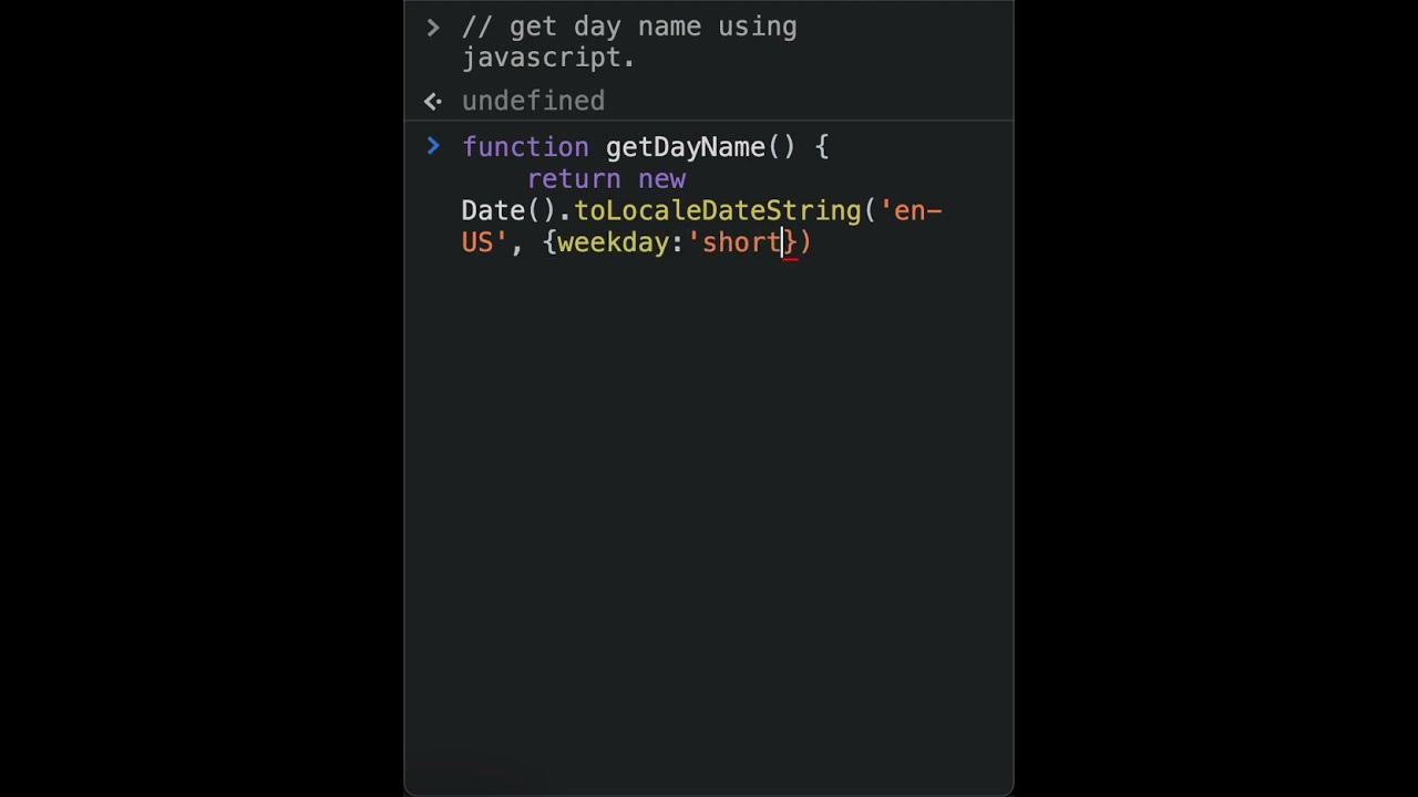Do you know javascript can get you the name of day of given date? #shorts #javascript #angular # ...