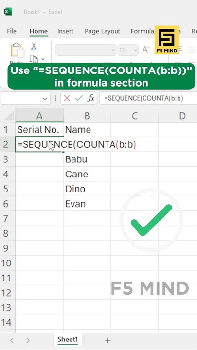 Stop Typing Serial Numbers Manually! Use This Excel Formula 🚀 | F5 Mind - YouTube
