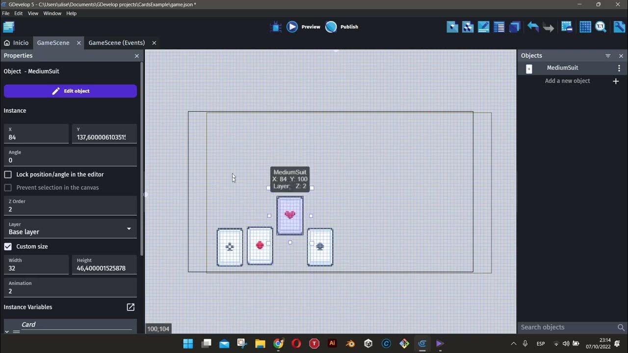 GDevelop Basic Draggable Cards Example - YouTube