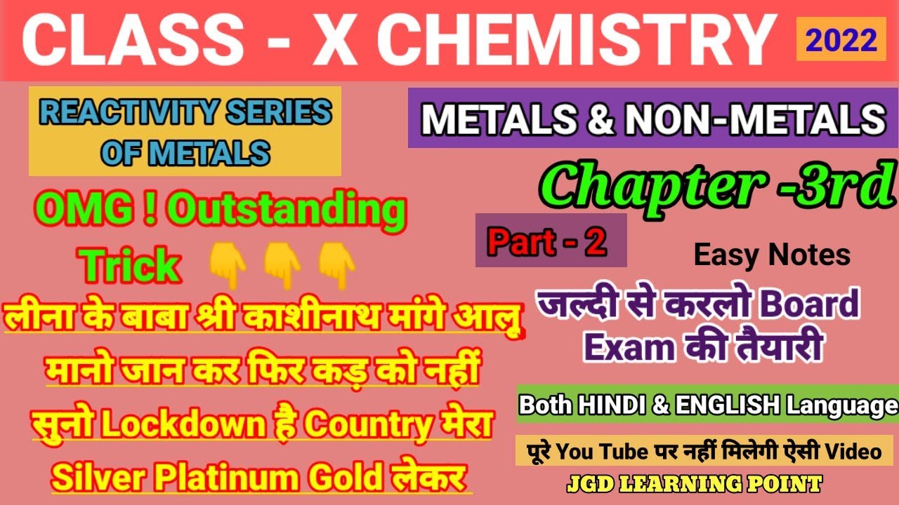 Class-10th Science-Chemistry | Reactivity series | Metals and Nonmetals ...