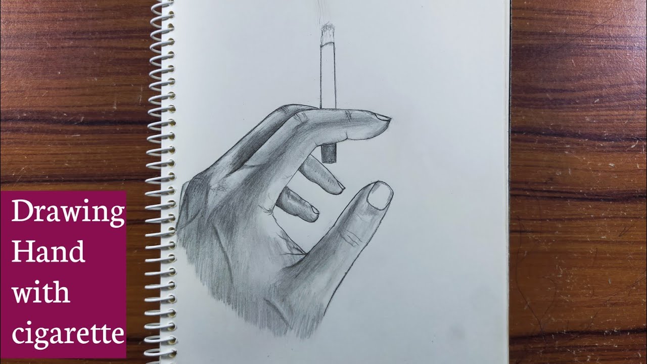 Drawing hand with cigarette | sad art | Pencil drawing step by step ...